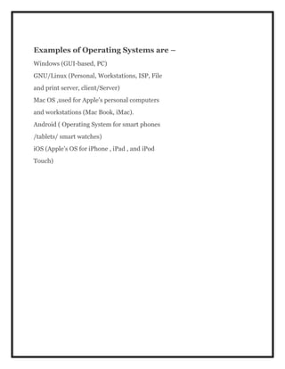 A brief introduction about an operating system and its architecture | PDF