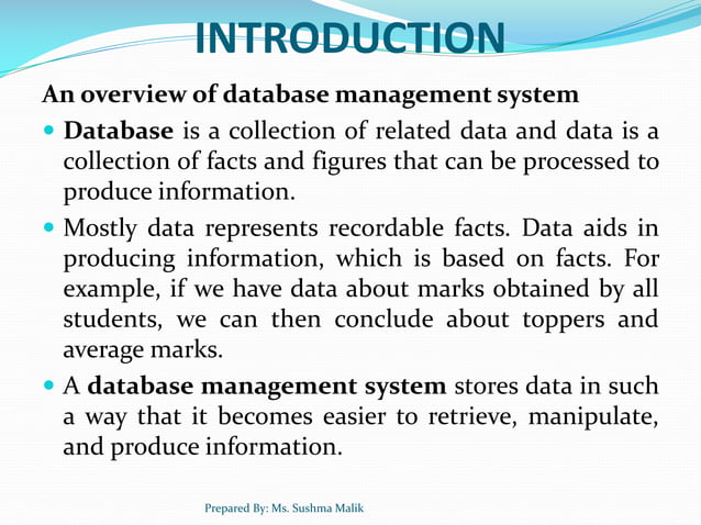 UNIT 1. Database management system notes | PPT