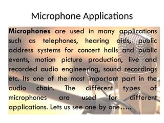 Unit – I AUDIO SYSTEM 9 Introduction of Audio System : Microphones ...