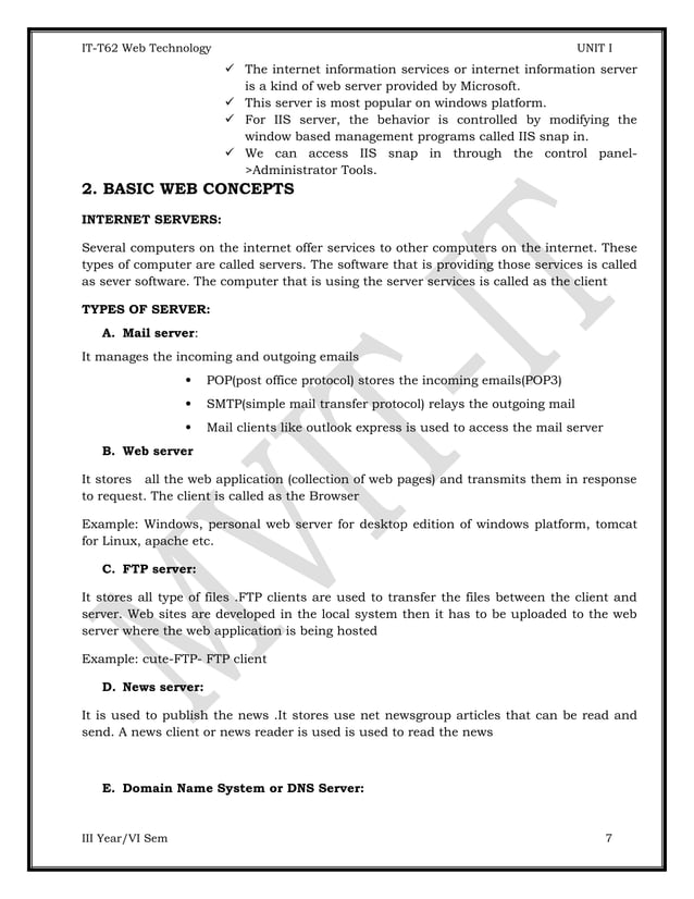 web technology web concepts client server model Unit 1.doc