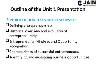 Unit 1.pptx, basic of entrepreneurship, entrepreneur | PPT