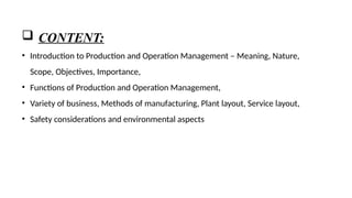 Introduction to Productions and Operations management | PPT