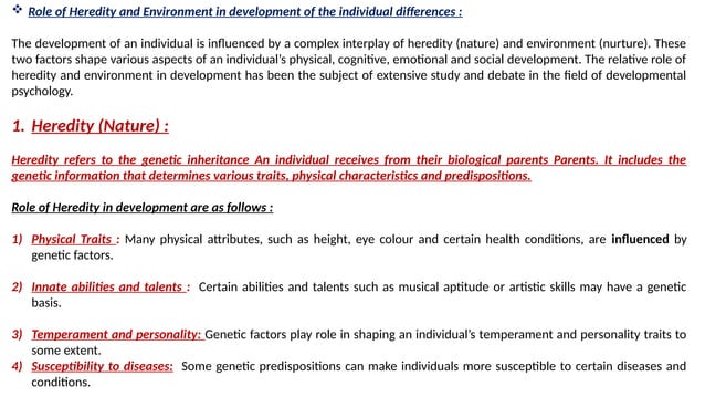 Unit 1.1 Heredity and Environment of an Individual | PPTX