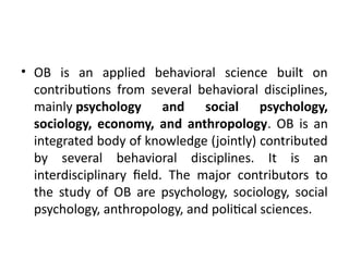 PPT on basic of Organization Behaviour, fundamental, basic, theories | PPTX