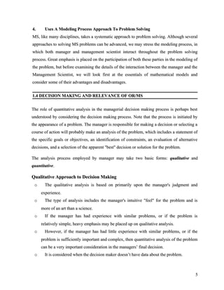operation research Unit 1. for management | DOC