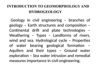 Unit 1.pptx Application of Engineering Geology Geology in civil ...