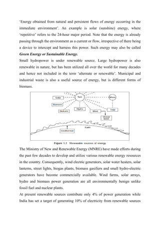 Renewable Energy systems- Unit 1 -notes1 | PDF