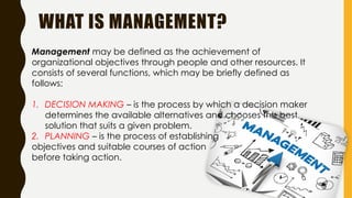 an overview of management & organization | PPTX