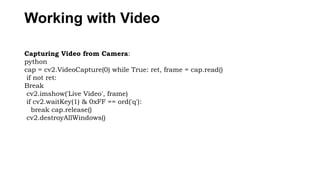 Comprehensive Introduction to Computer Vision and OpenCV Basics | PPTX