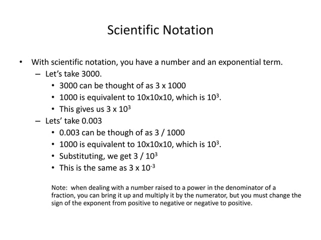 Unit 1 2 scientific notation