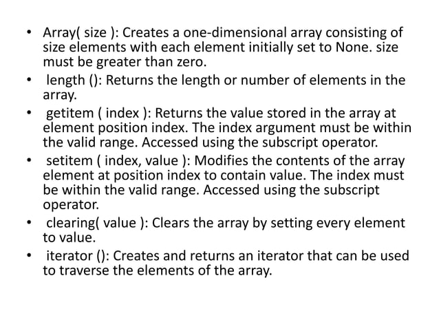 Unit 1 array based implementation | PPTX