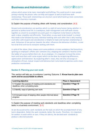 Business and Admin Level 2 Unit 1 assessment answers | DOCX