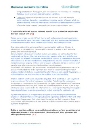 Business and Admin Level 2 Unit 1 assessment answers | DOCX