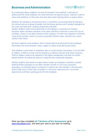 Business and Admin Level 2 Unit 1 assessment answers | DOCX