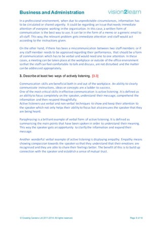 Business and Admin Level 2 Unit 1 assessment answers | DOCX