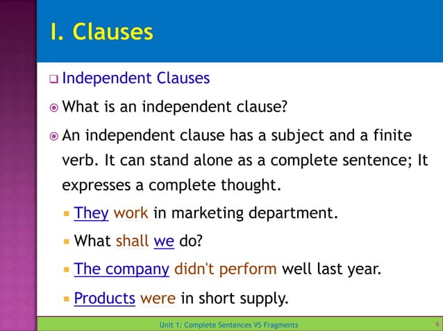 Unit 1 complete sentences vs fragments | PPT
