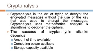 Cryptanalysis | PPTX | Information and Network Security | Computing