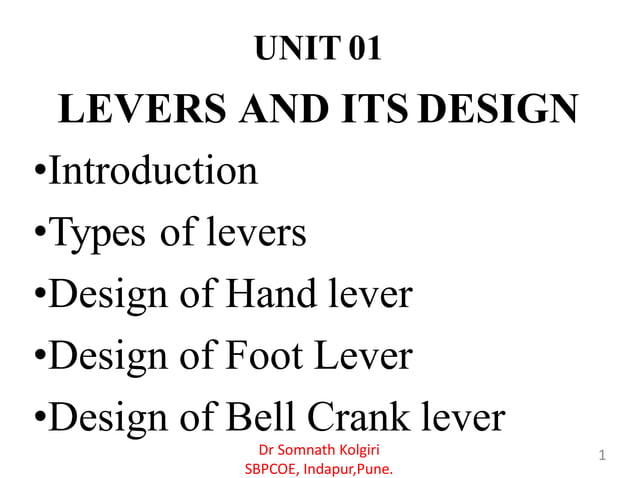 Unit1 designof levers | PDF | Science