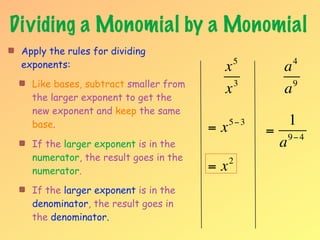 Unit 1 - dividing a polynomial by a monomial | KEY | Physics | Science