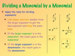 Unit 1 - dividing a polynomial by a monomial | KEY | Physics | Science