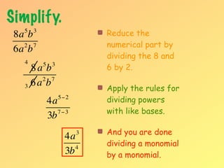 Unit 1 - dividing a polynomial by a monomial | KEY | Physics | Science