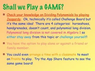 Unit 1 - dividing a polynomial by a monomial | KEY | Physics | Science