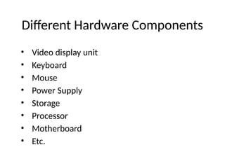 Unit 1 - Features of Computer Hardware.pptx | Free Download