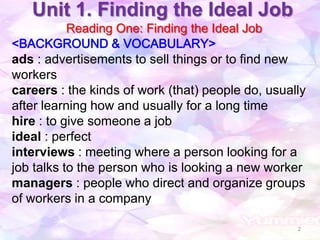 Unit 1. finding the ideal job | PPTX