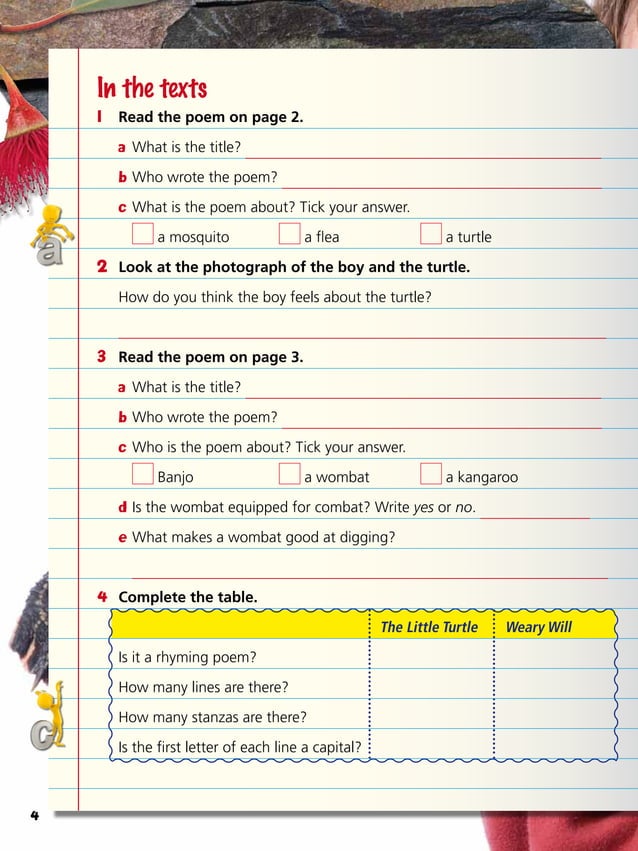 Reading Eggs - Turtle, Wombat poems | PDF