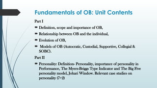 Unit 1- Fundamentals of OB- Dr. Prachi Ajeet.pptx | Free Download