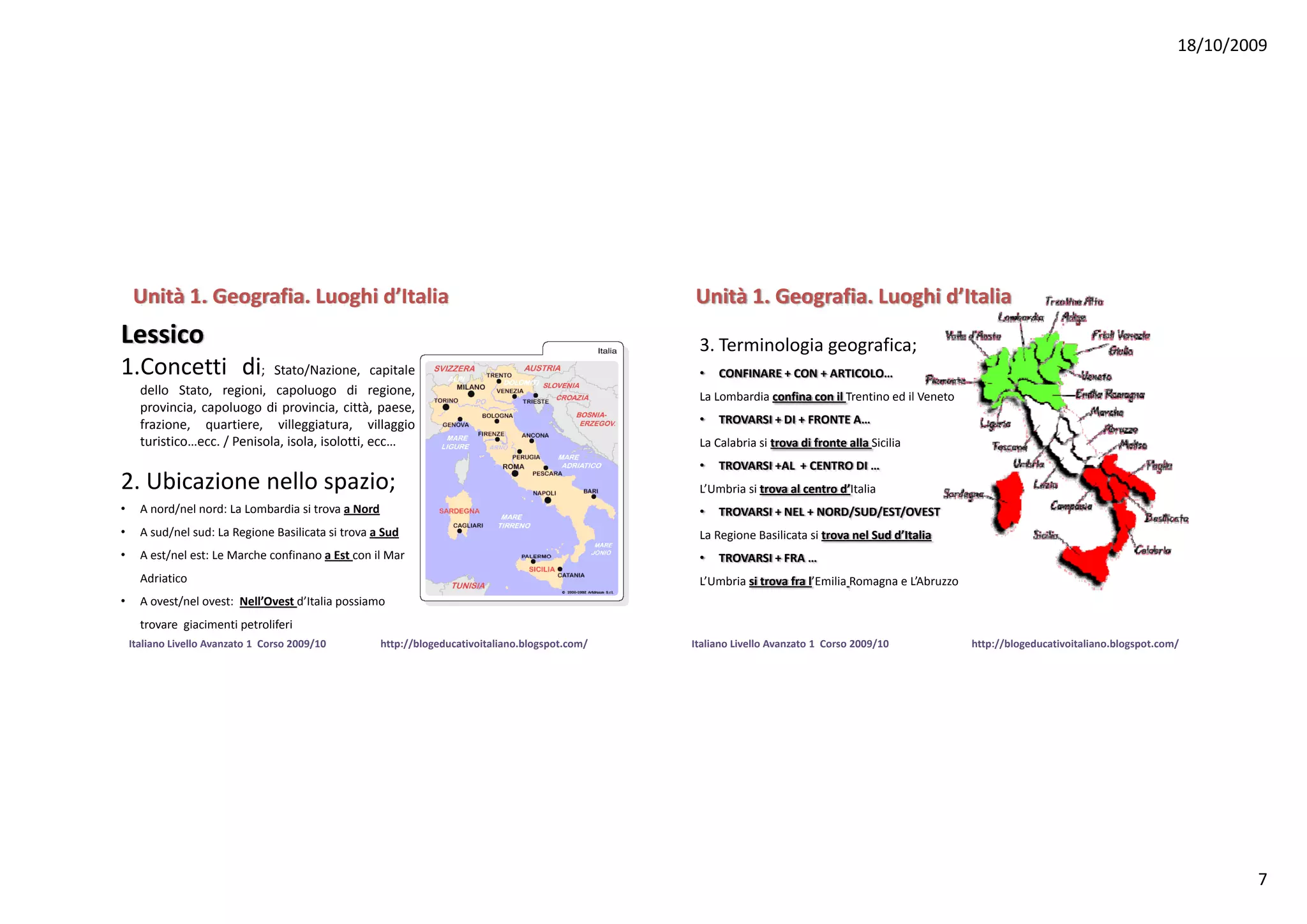 Unità 1. Geografia Luoghi D Italia | PDF