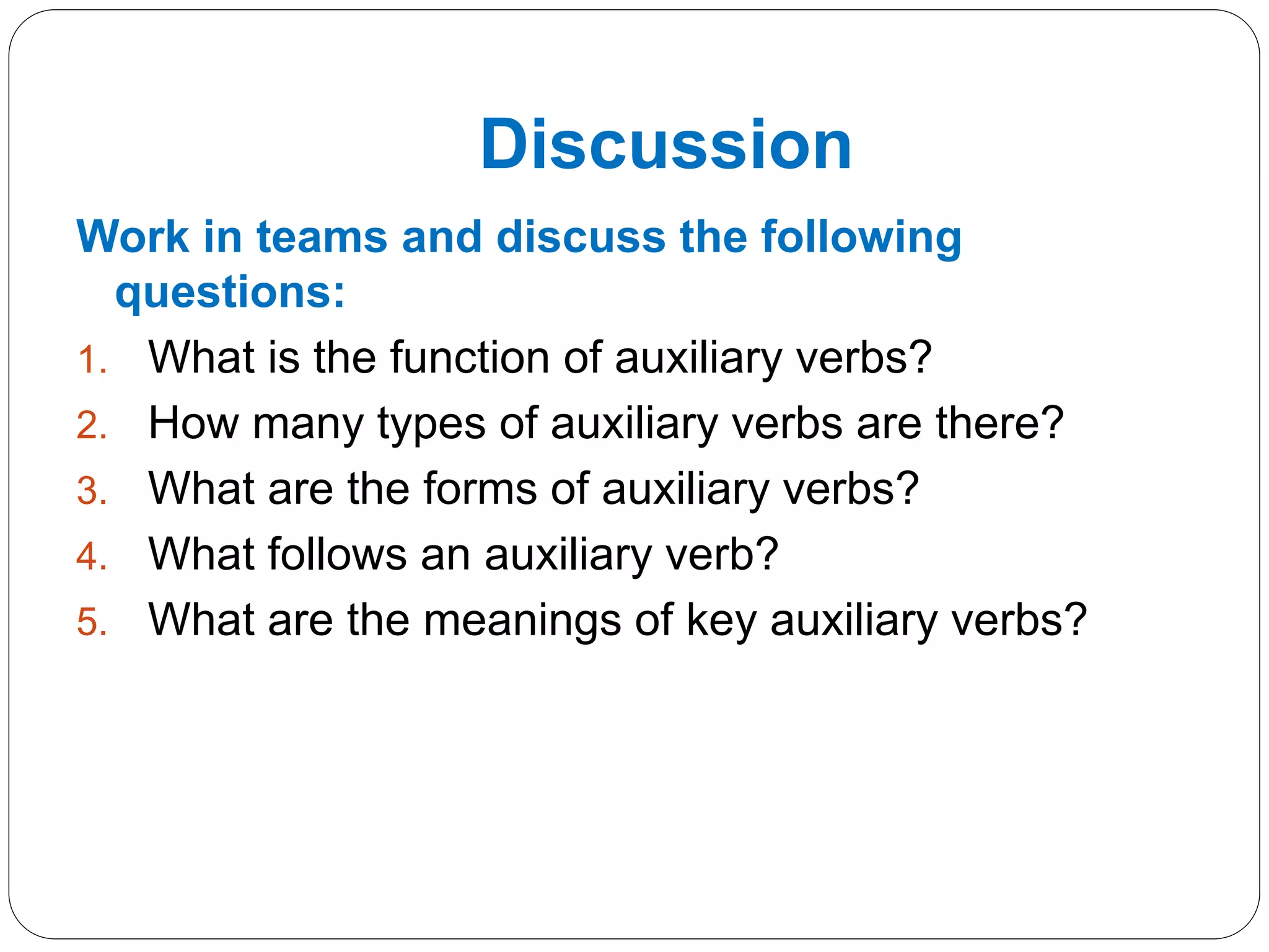 Unit 1 grammar focus - auxiliary verbs | PPTX