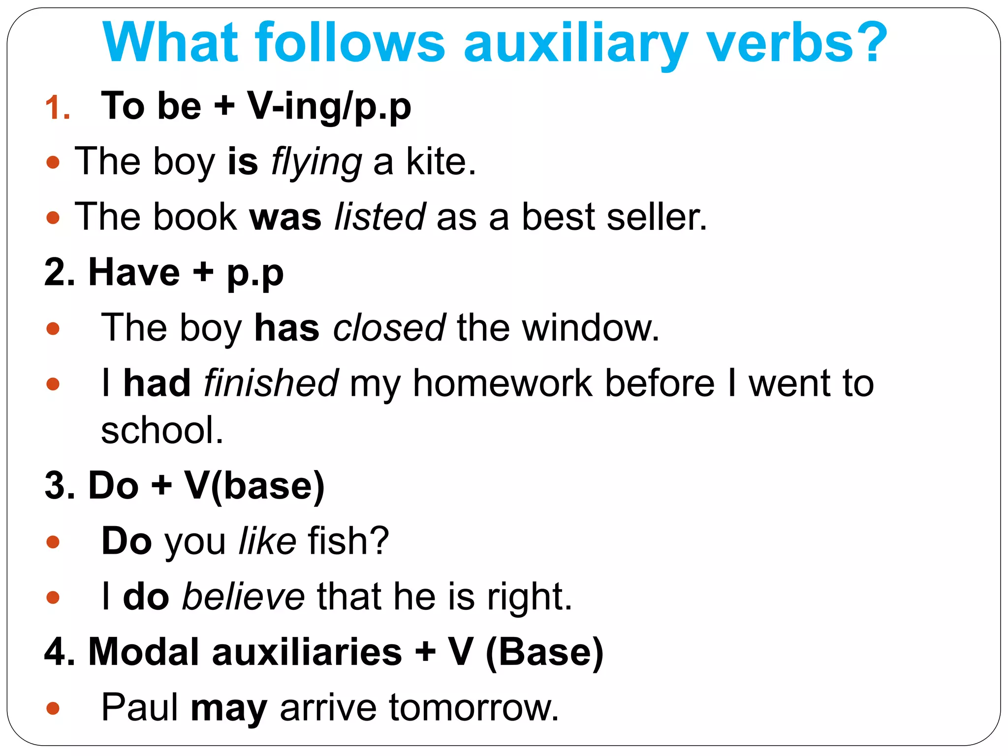 Unit 1 grammar focus - auxiliary verbs | PPTX