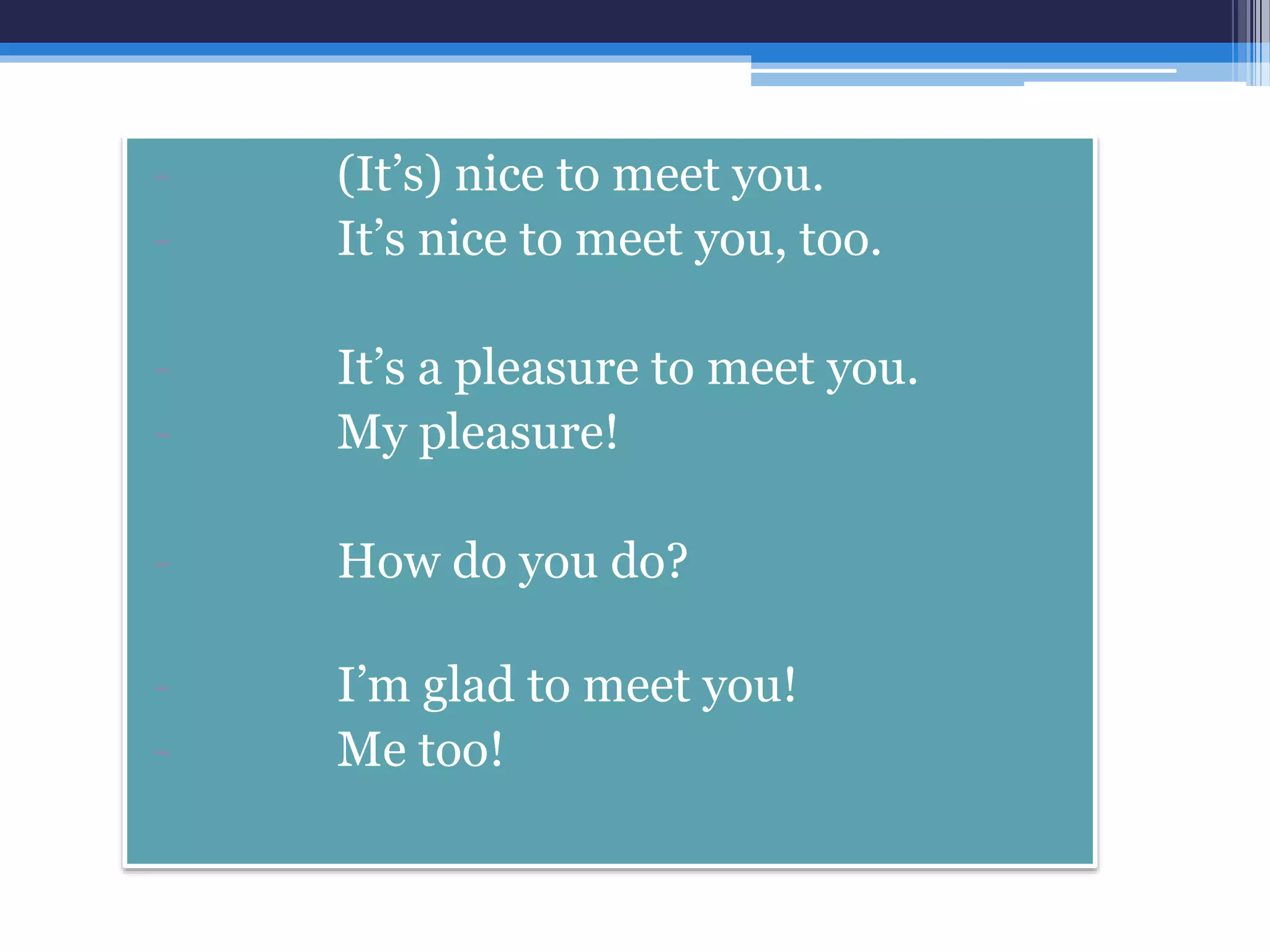 Unit 1 - conversation course - greetings | PPTX