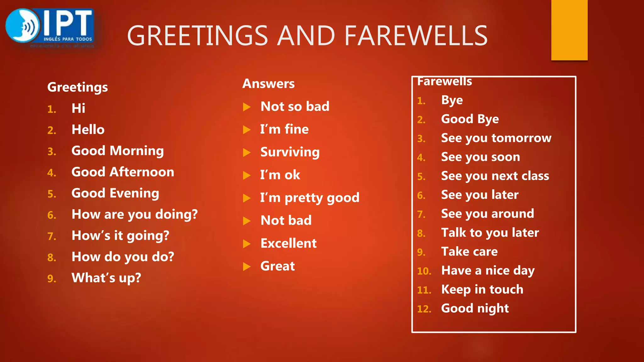 Unit 1 greetings and farewells | PPT