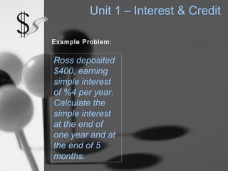 Unit 1 Interest & Credit | PPT