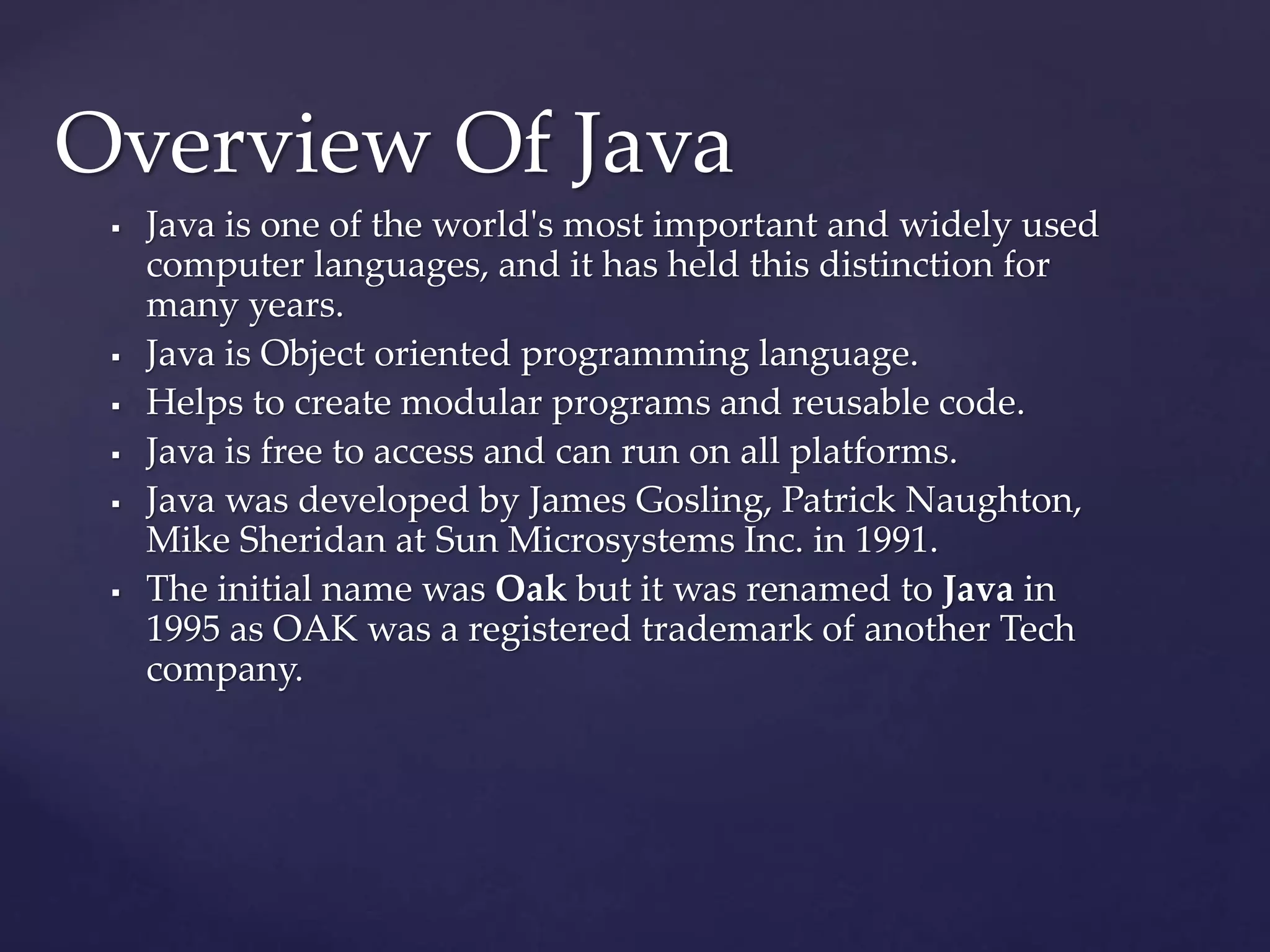 Unit1 introduction to Java | PPT