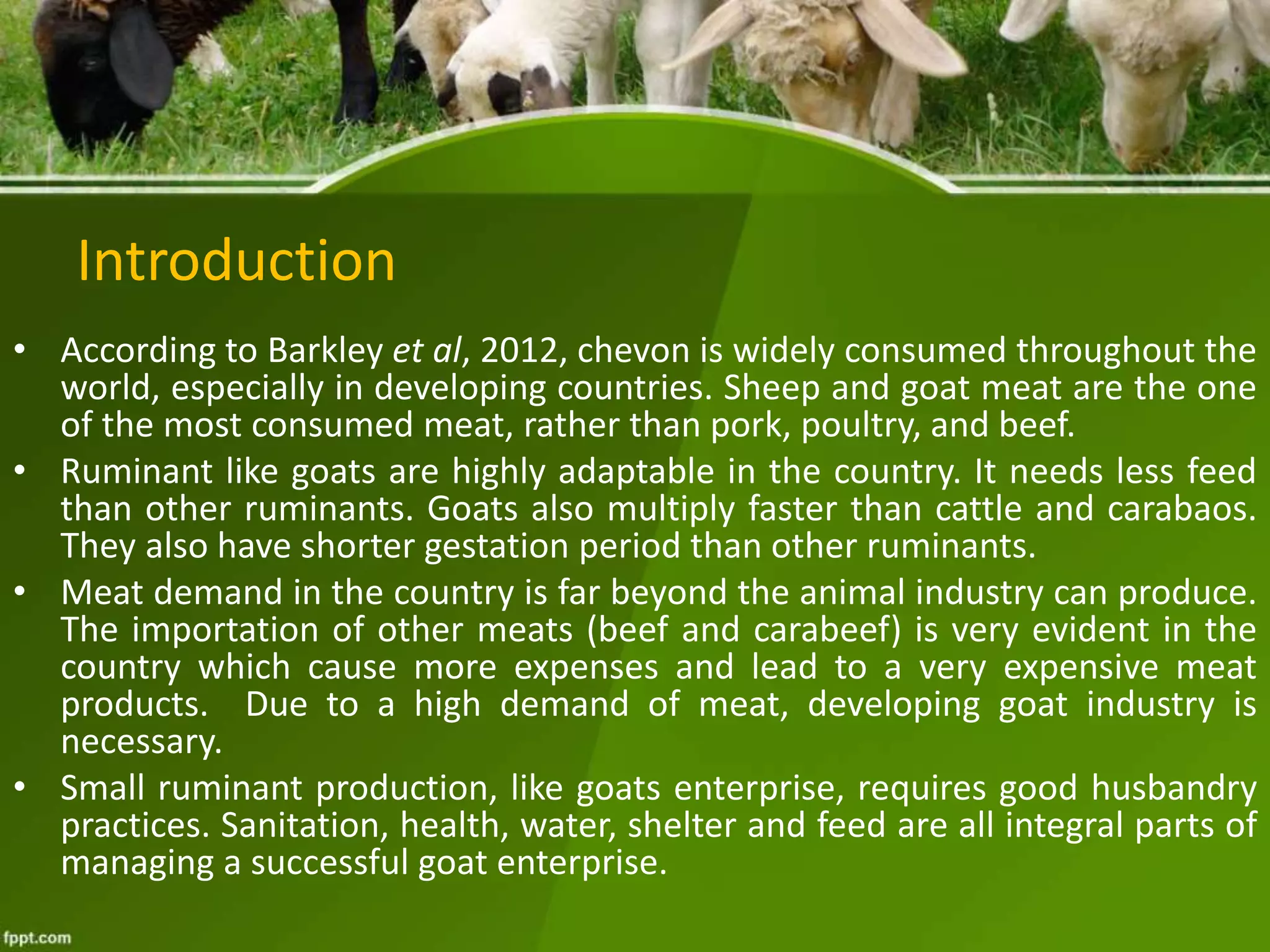 Overview of Goat and Sheep Prod'n & Mngt. and Breeds | PPTX