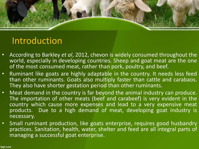 Overview of Goat and Sheep Prod'n & Mngt. and Breeds | PPT