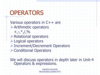 c++ programming Unit 1 introduction to c++ | PPTX