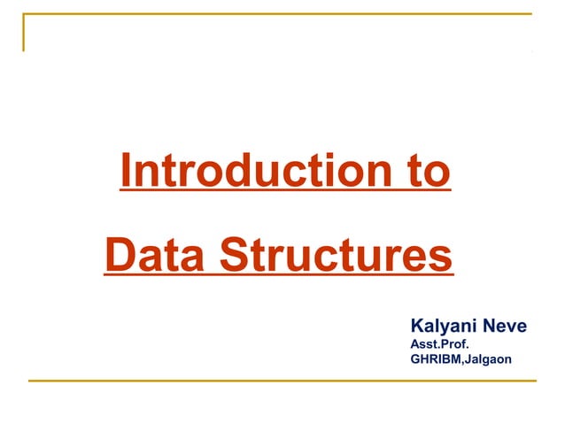 Unit 1 Introduction To Data Structure Ppt 1092