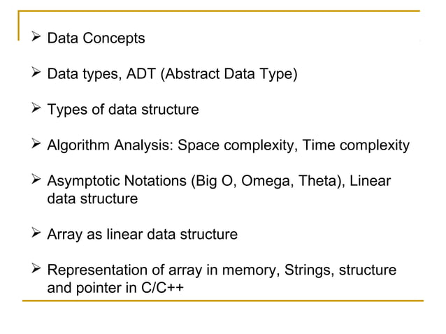 Unit 1 introduction to data structure | PPT | Programming Languages | Computing