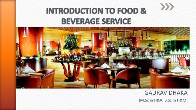 Introduction to food & beverage department | PPTX