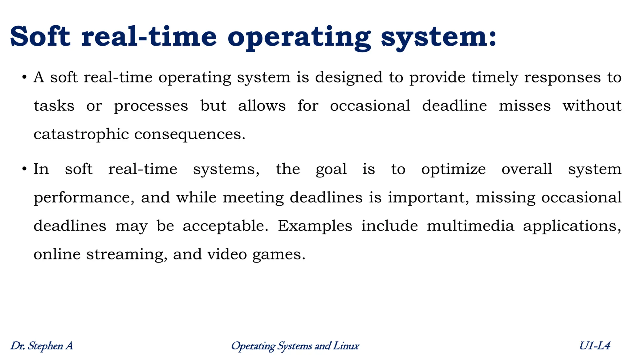 Unit 1 Lecture 4 Real Time Systems Components Of Operating System Pdf