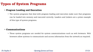 Unit 1 - Lecture 6 - Services; System Calls; System Programs and ...