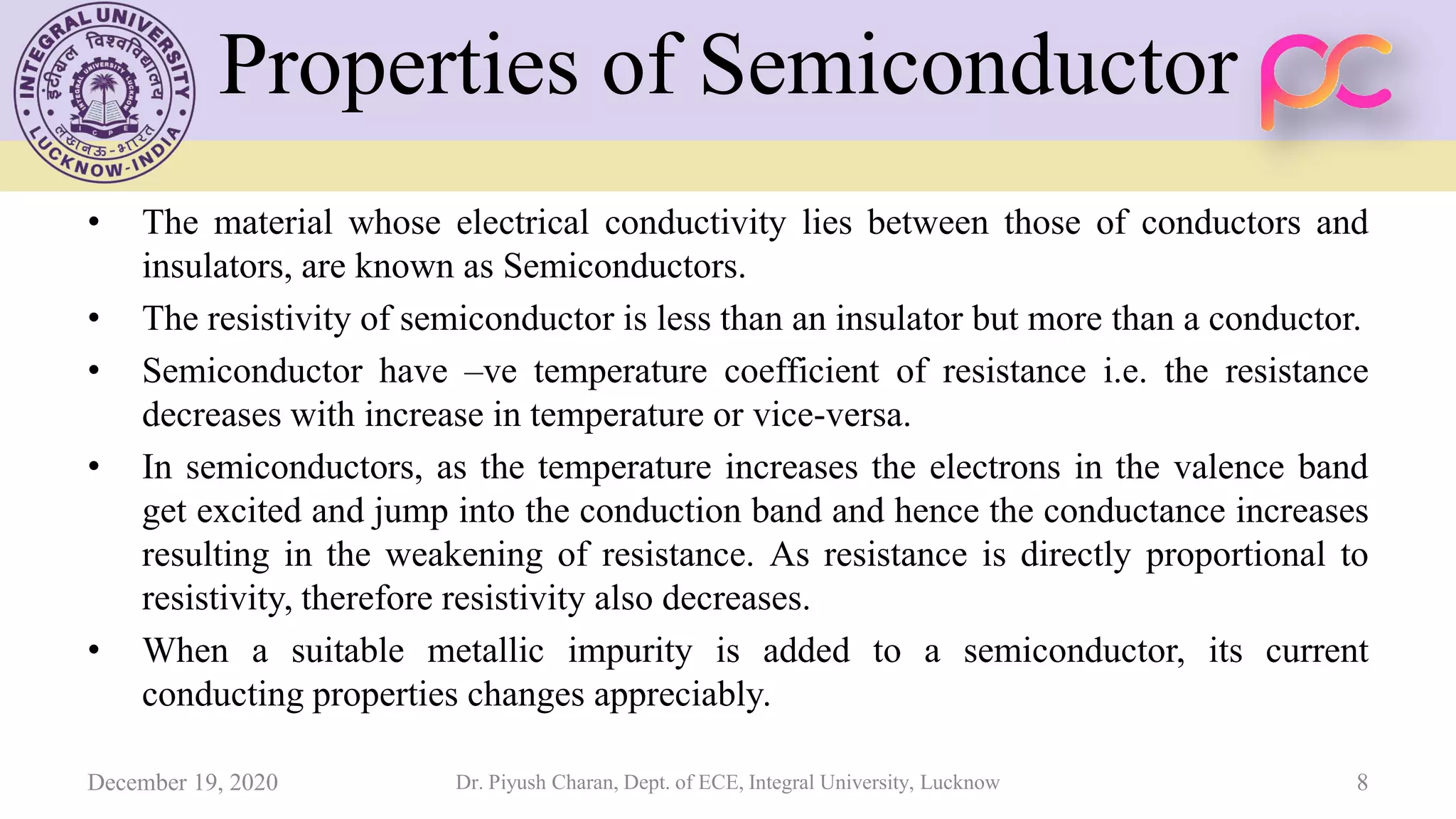 Unit 1 Mechanism of Conduction in Semiconductors | PDF