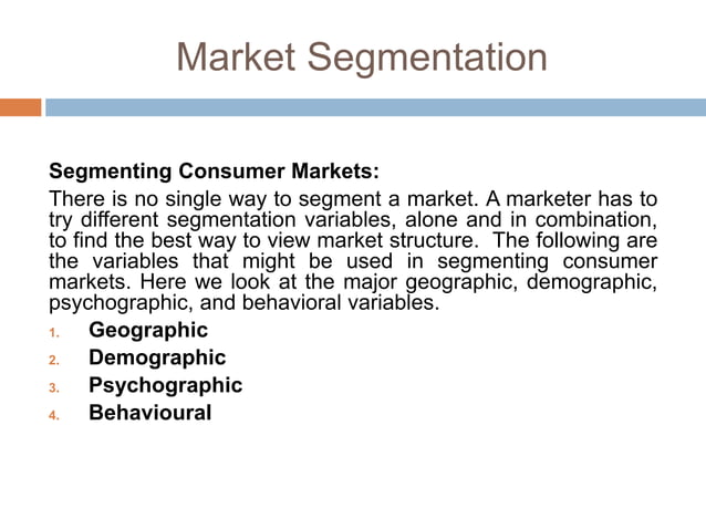 Unit 1 - Market Segmentation under Principles of Marketing | PPTX