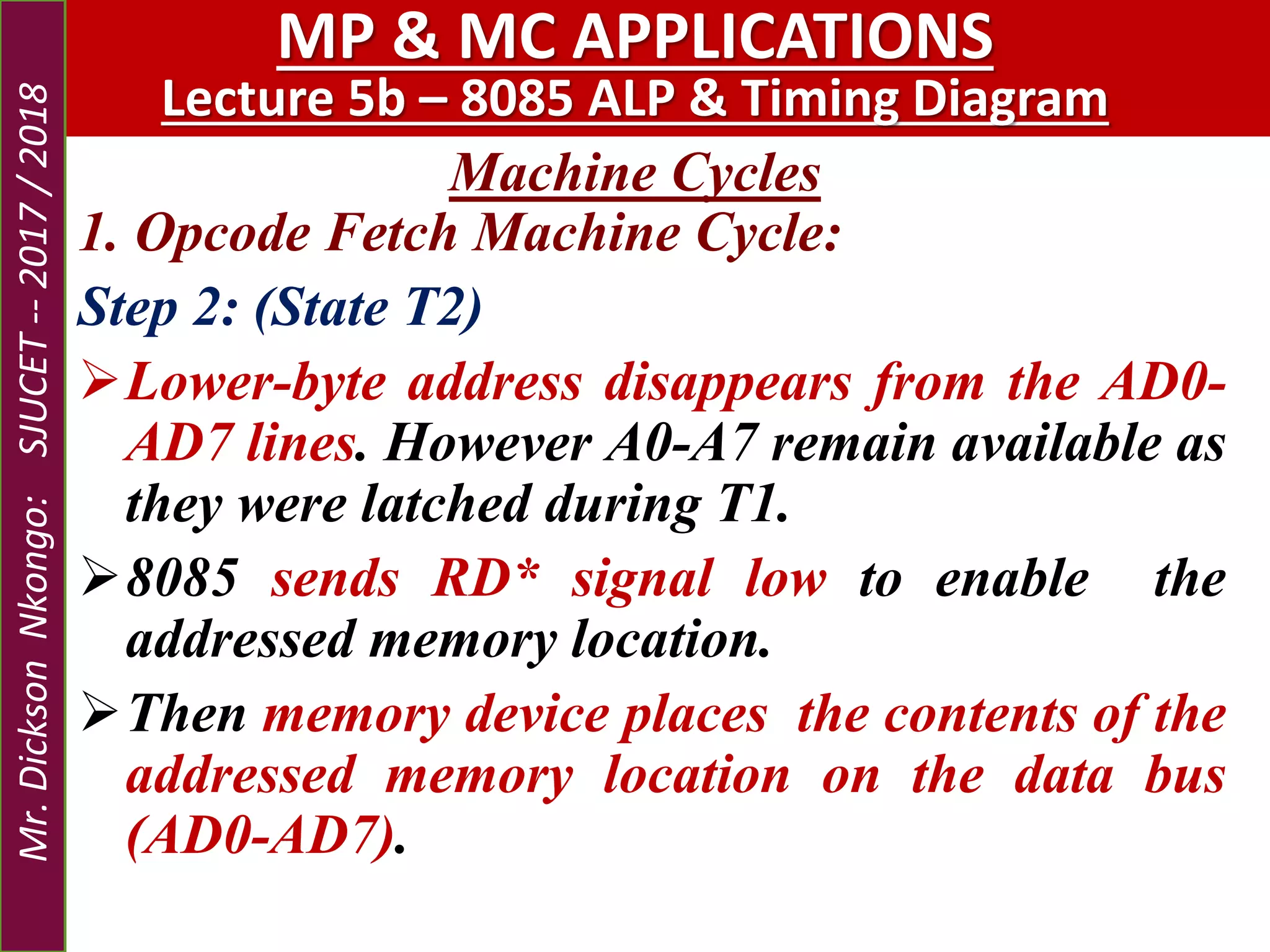 Unit 1 8085 Timing diagram - lecture 5b | PPTX