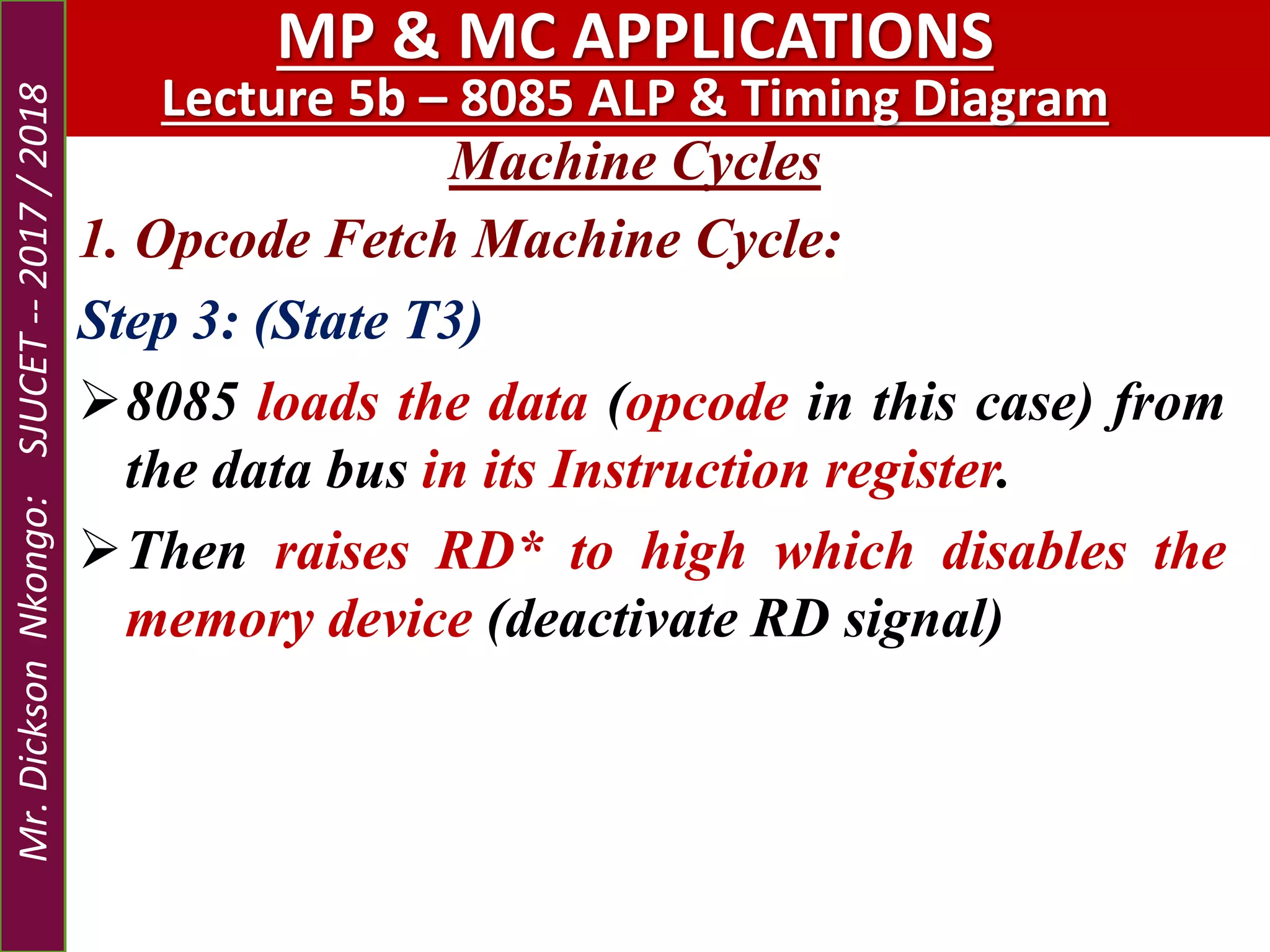 Unit 1 8085 Timing diagram - lecture 5b | PPTX