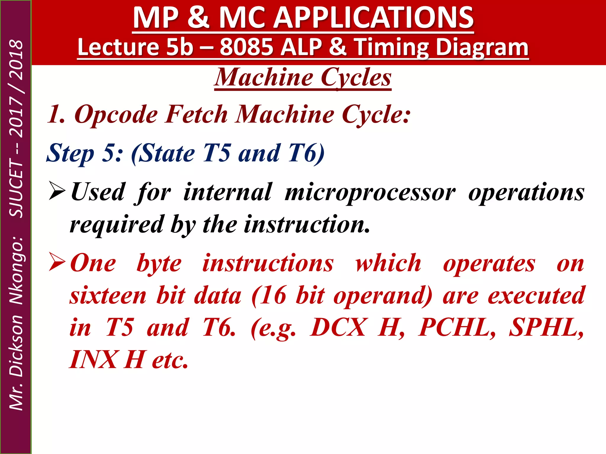 Unit 1 8085 Timing diagram - lecture 5b | PPTX